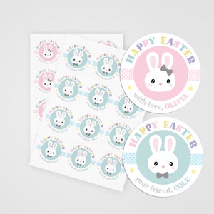 Personalized Easter Bunny Stickers, Pastel Easter Labels for Treat Bags ...