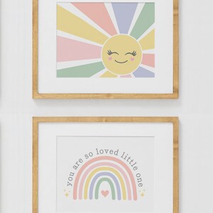 Colorful Sunshine Nursery Wall Art, Pastel Playroom Decor, Boho Smiling ...