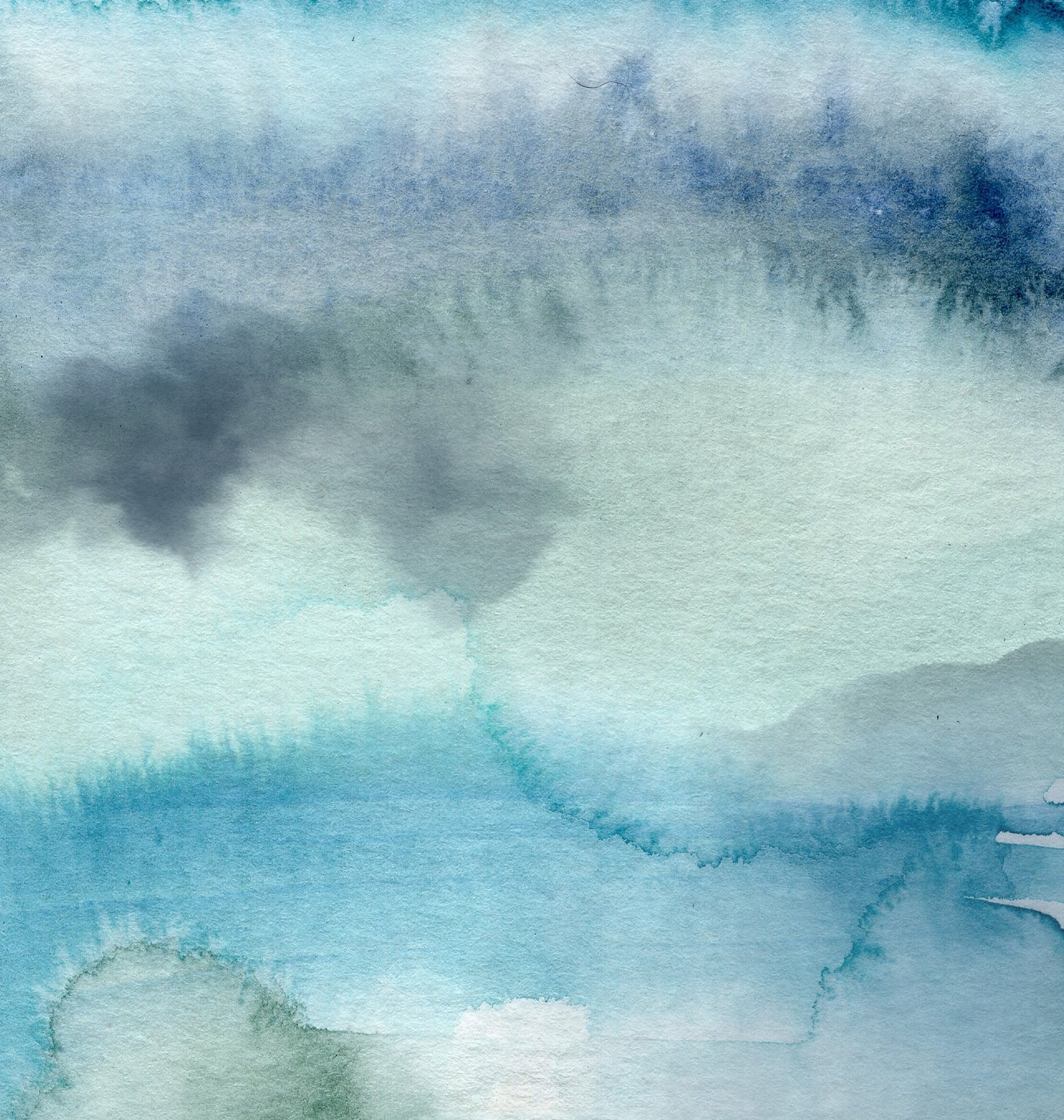 Abstract Landscape Wall Art, Navy Blue Sage Watercolor Abstract Print ...