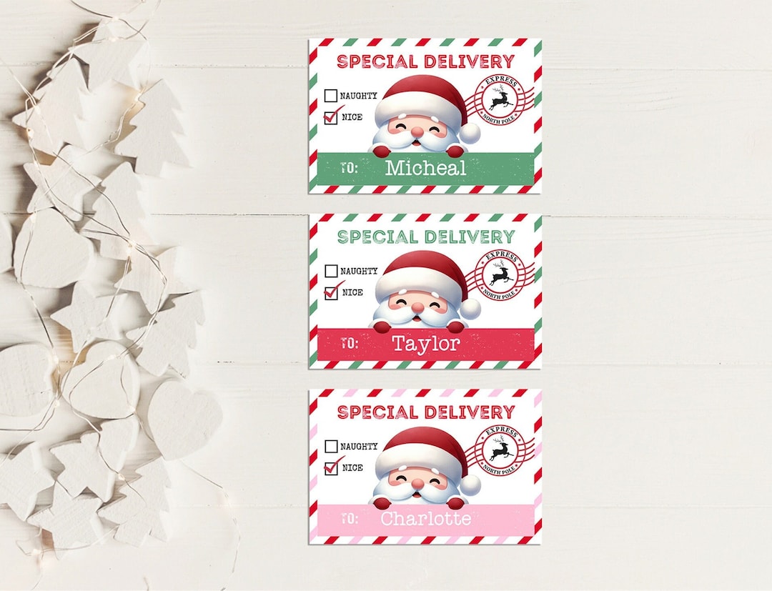 Personalized Santa Stickers, Custom Christmas Labels With Name, Bright ...