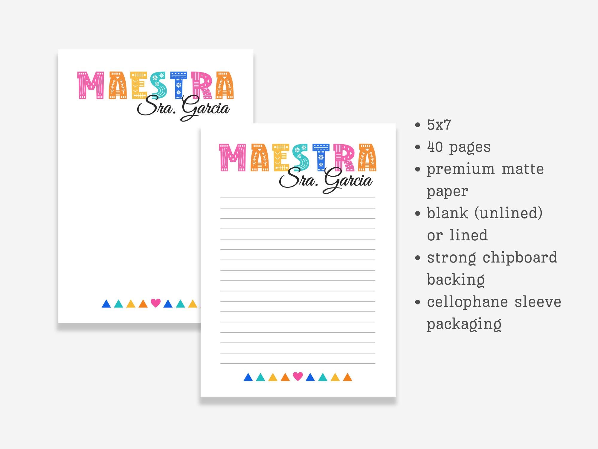 Spanish Teacher Notepad Personalized, Colorful Custom School Stationery ...