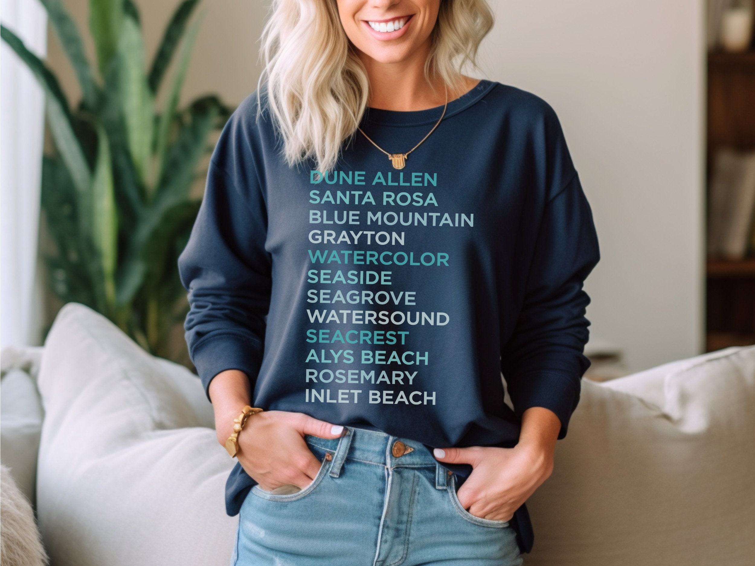 30A Beaches Sweatshirt, Seaside FL Crewneck Pullover, Emerald Coast ...
