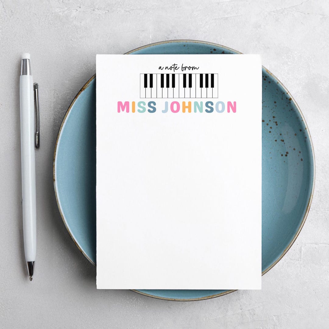 Music Teacher Notepad Personalized, Colorful Custom Boho Stationery ...