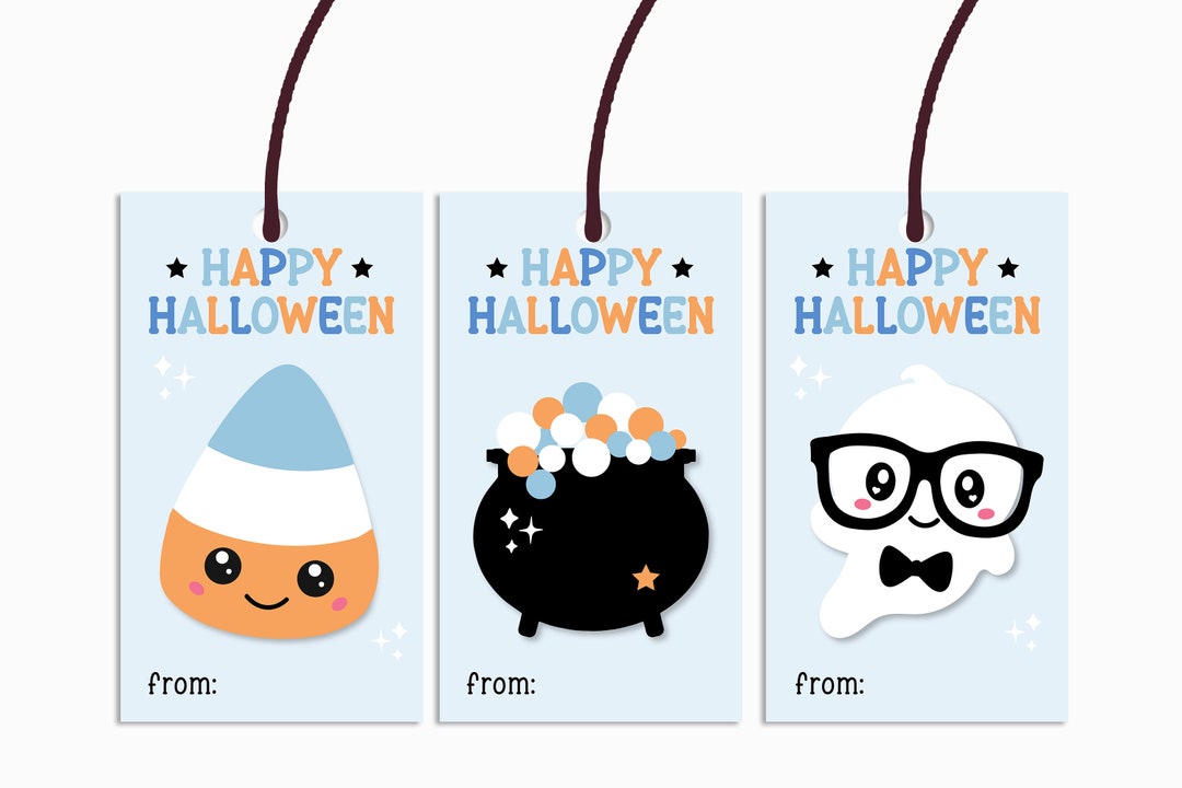 Kids Halloween Gift Tag PRINTABLE, Cute Halloween Tags for Boys ...