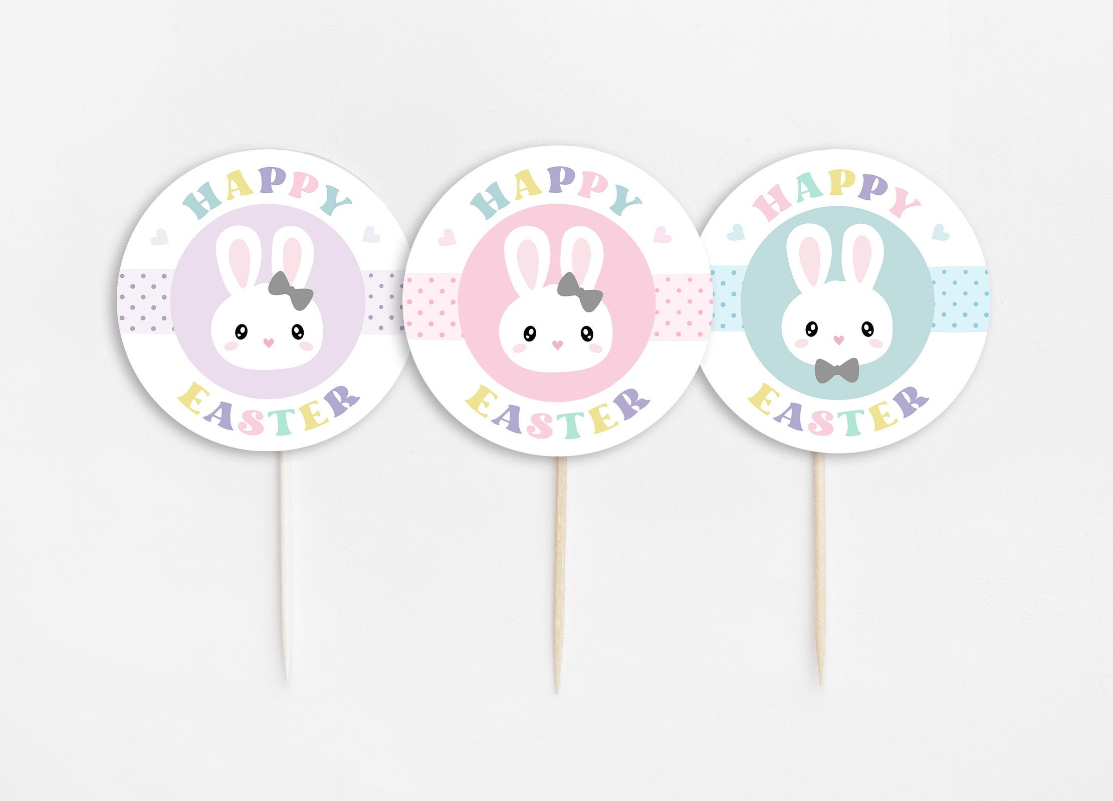 Easter Bunny Cupcake Toppers PRINTABLE Girl Boy Easter - Etsy