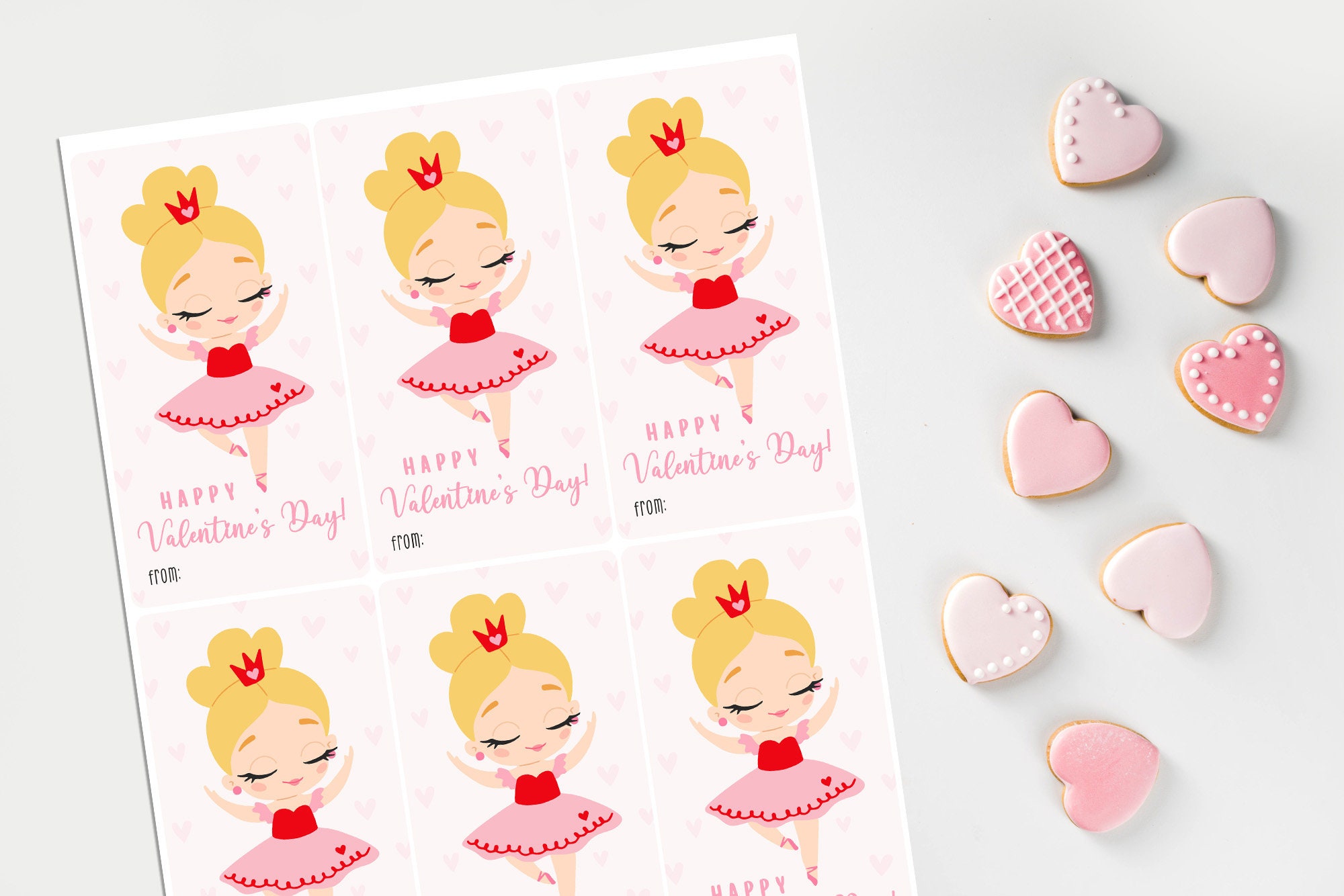 Ballerina Valentine PRINTABLE, Dance Valentine's Day Cards, Cute ...