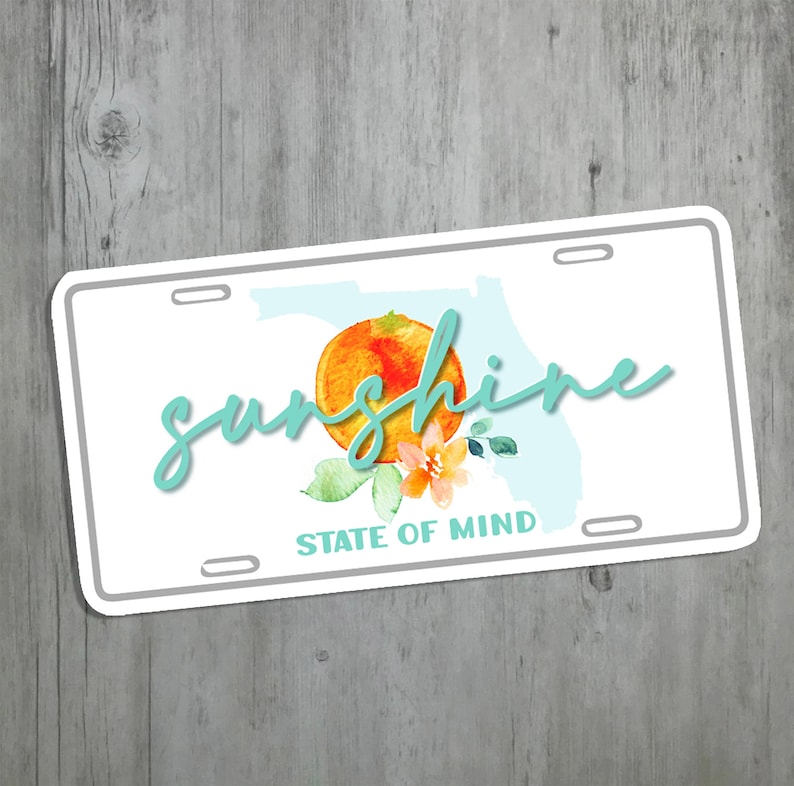 Florida Tag Sticker Vibrant Sunshine State Vinyl Decal - Etsy
