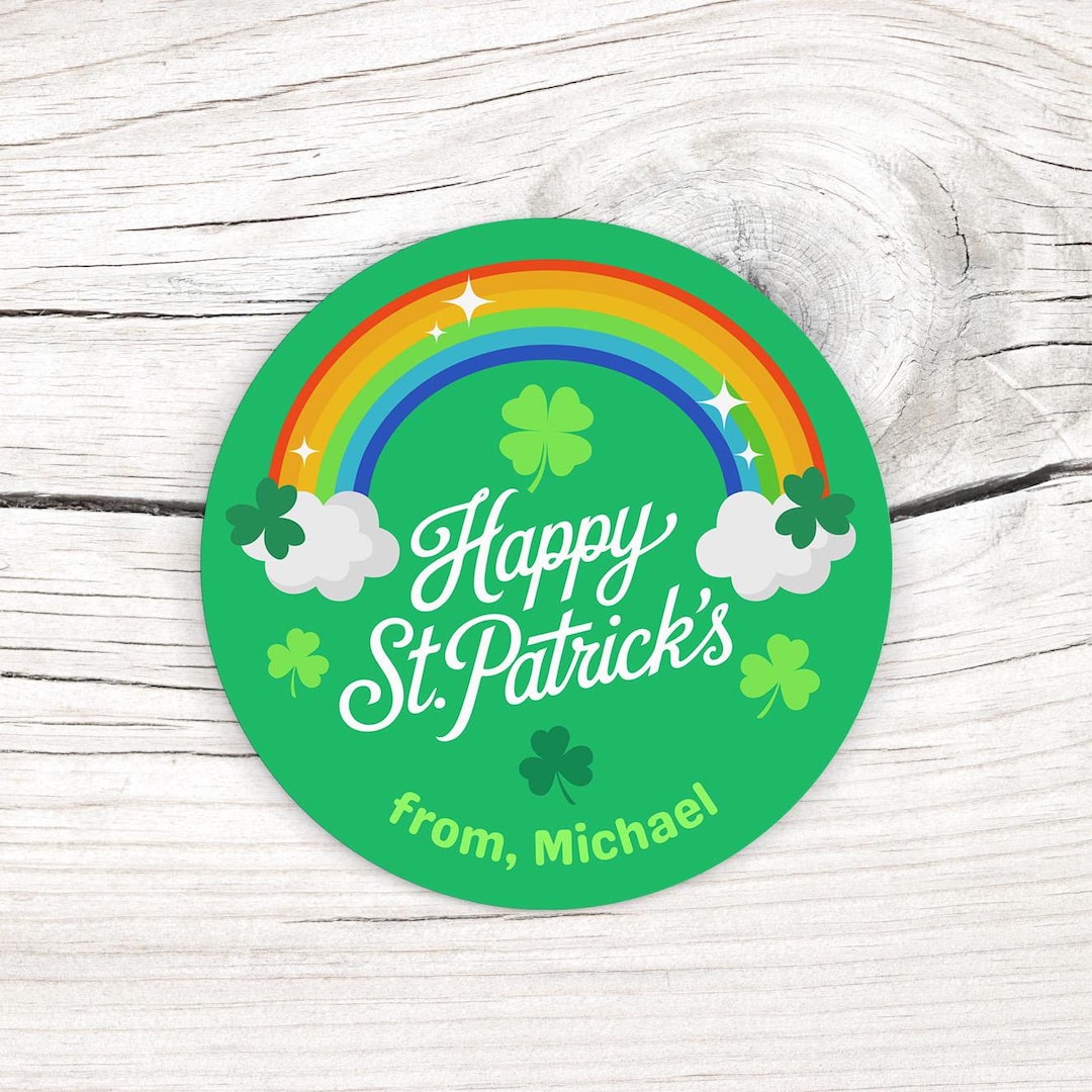 St. Patrick's Day Stickers With Name for Kids, Personalized Shamrock ...