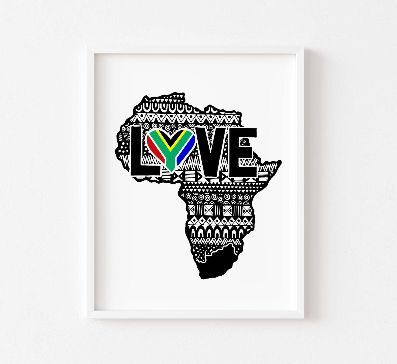 Black and White Africa Map Tribal Line Art Print South - Etsy