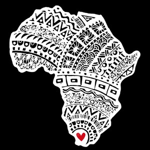 Africa Map Art PRINTABLE, Ethnic Black and White African Continent Wall ...