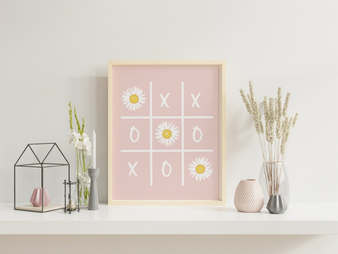 Baby Pink Boho Daisy PRINTABLE Heart Wildflower Nursery Wall - Etsy