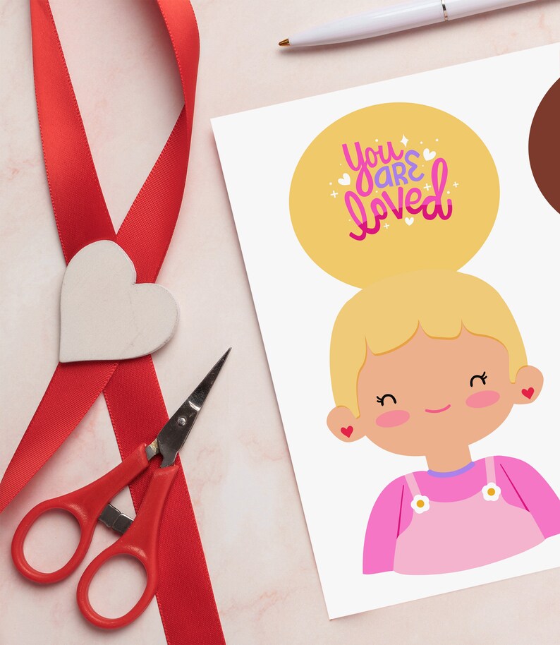Valentine Scrunchie PRINTABLE, Cute Kids Valentine's Day Cards, Hair ...