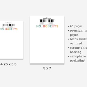 Music Teacher Notepad Personalized, Colorful Custom Boho Stationery ...