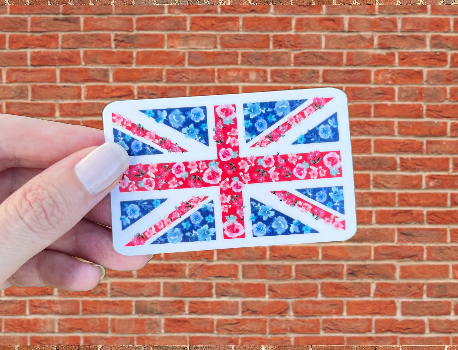 UK Flag Sticker Union Jack Vinyl Decal Watercolor Floral - Etsy