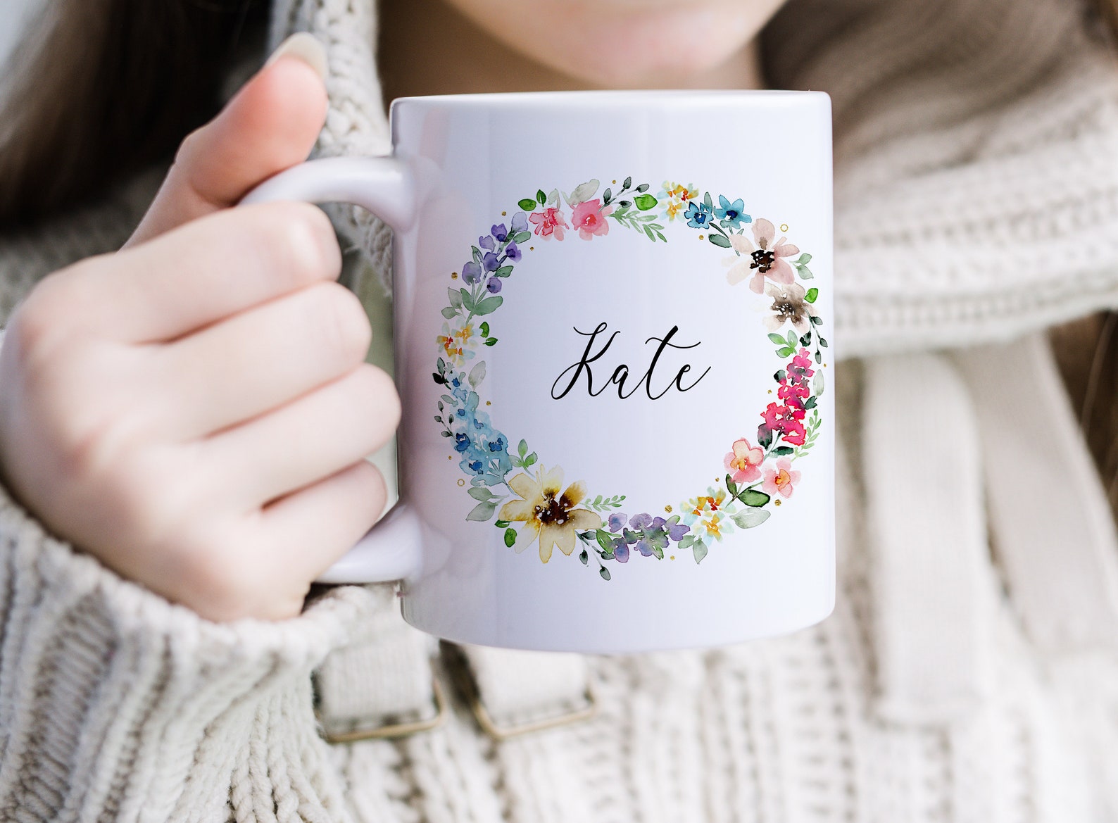 Personalized Wildflower Mug, Custom Botanical Coffee Cup, She is a ...