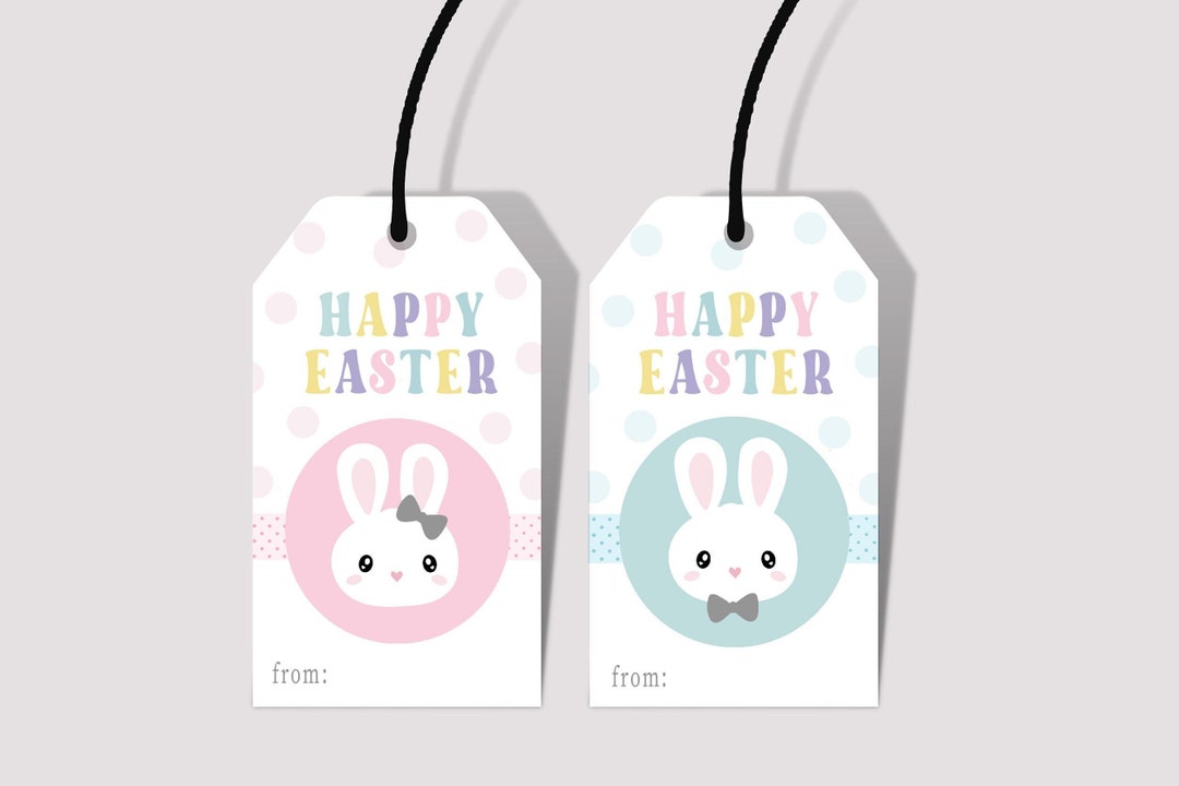Easter Gift Tag PRINTABLE, Cute Easter Bunny Tags for Kids Treat Bag ...