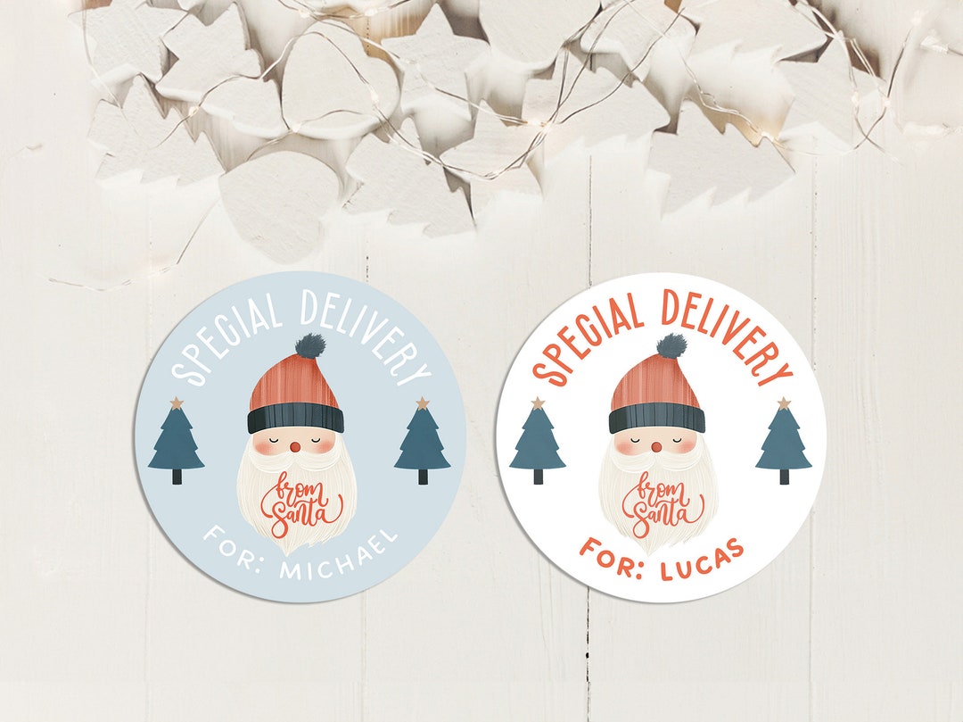 Personalized Santa Stickers, Custom Christmas Labels With Name, Boho ...