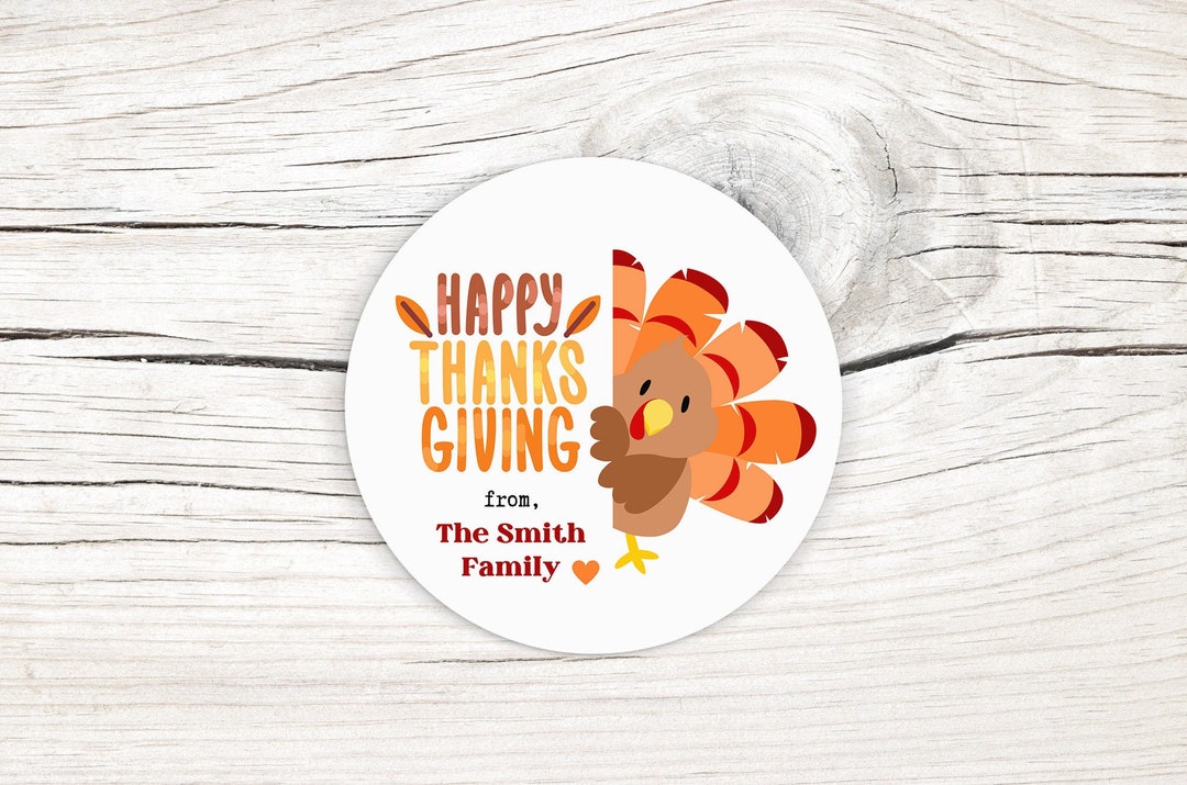 Personalized Thanksgiving Labels, Turkey Day Favors, Cute Turkey Day ...