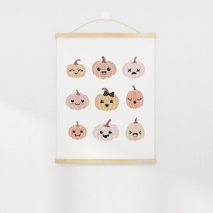 Pumpkin Nursery Wall Art PRINTABLE, Boho Pink Pumpkin Face Halloween ...