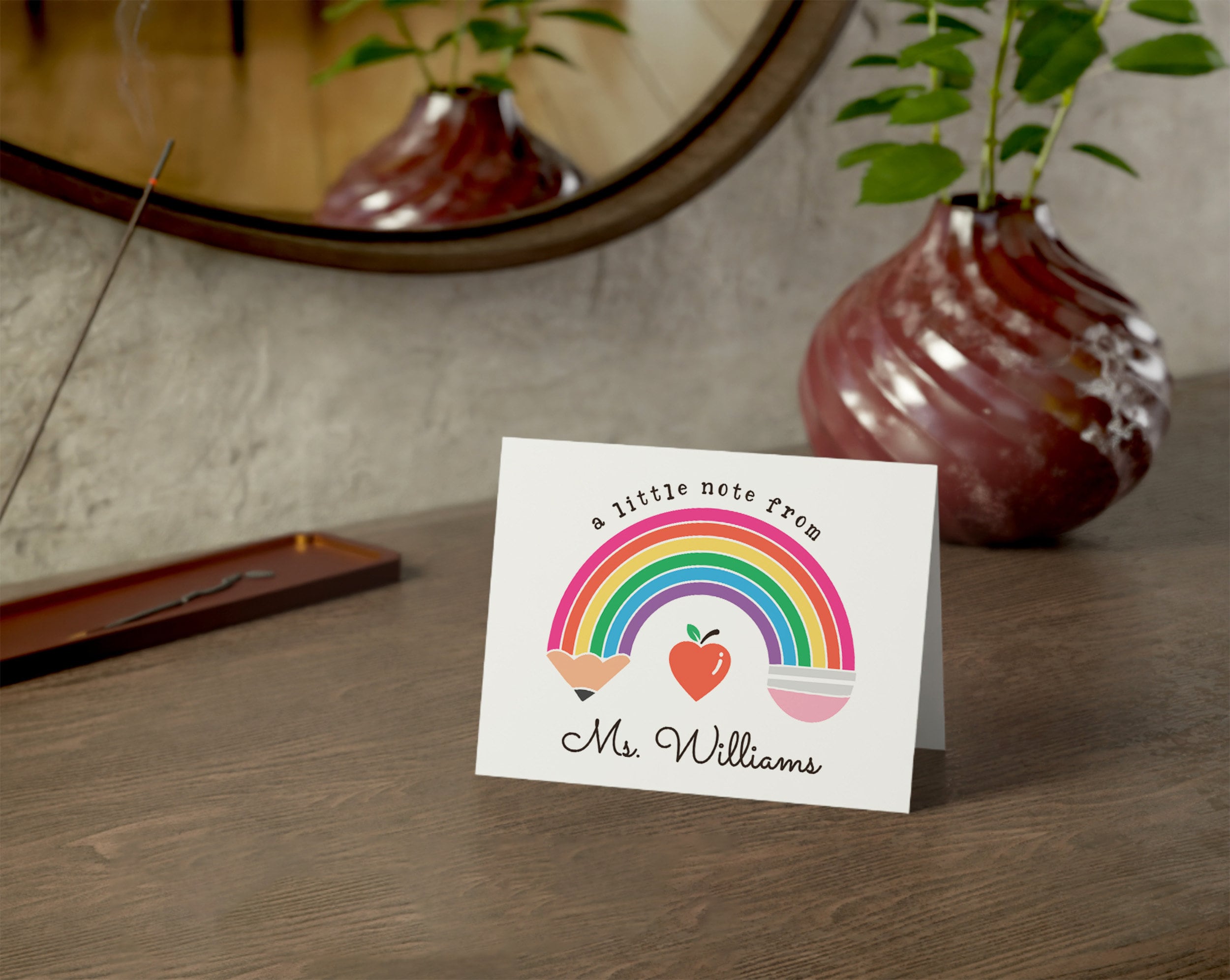 Personalized Teacher Note Cards, Set of Blank Cards Teacher Parents ...