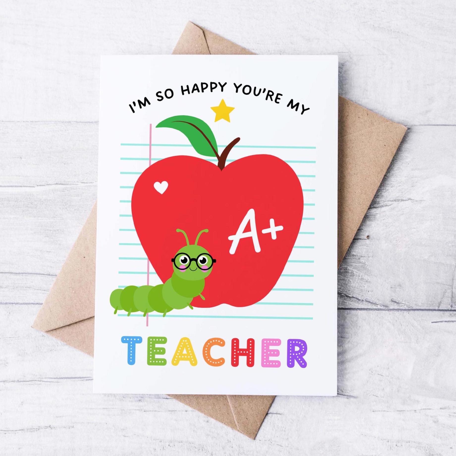 PRINTABLE Back to School Teacher Appreciation Card, Cute Apple Note for ...