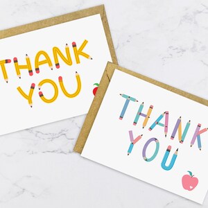 PRINTABLE Teacher Thank You Card, Cute Pencils Back to School Note Card ...
