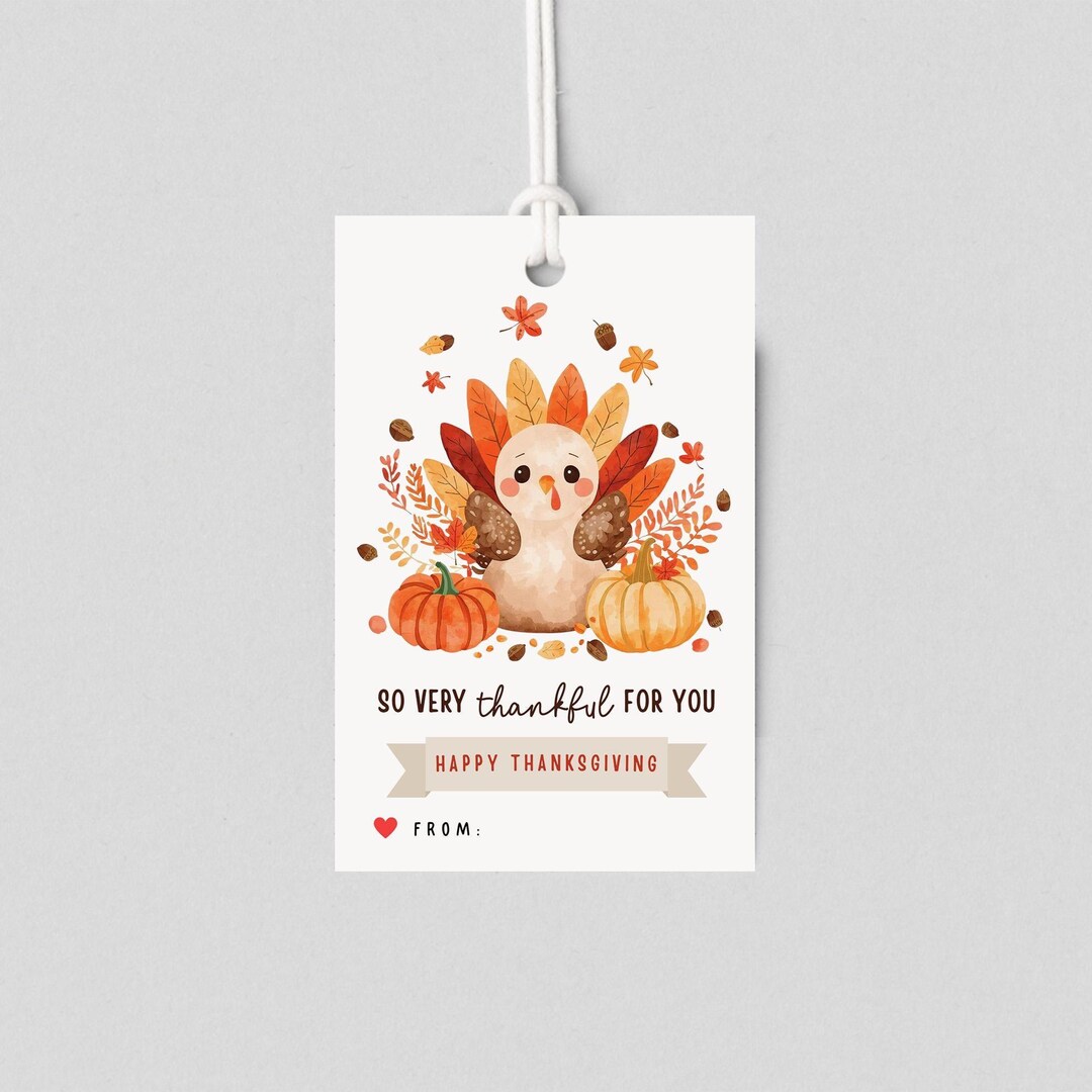 Thanksgiving Gift Tags PRINTABLE, Cute Turkey & Fall Leaves, so Very ...