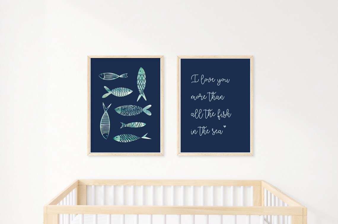 Fish Nursery Art PRINTABLE Boy's Room Fish Print Set - Etsy