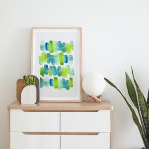 Chartreuse Watercolor Abstract Art Print, Modern Vibrant Spring Decor ...