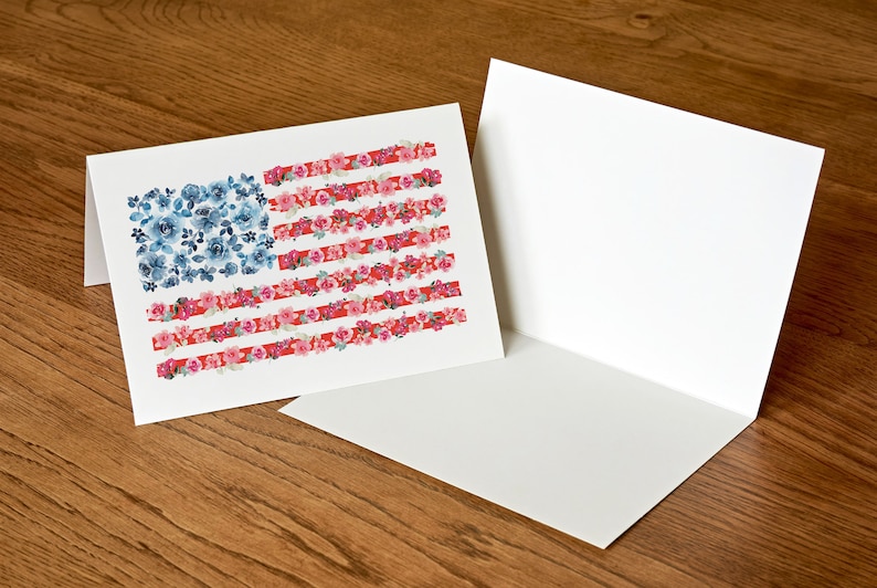 USA Flag Greeting Card Pack, Set of Blank American Flag 5x7 Note Cards ...