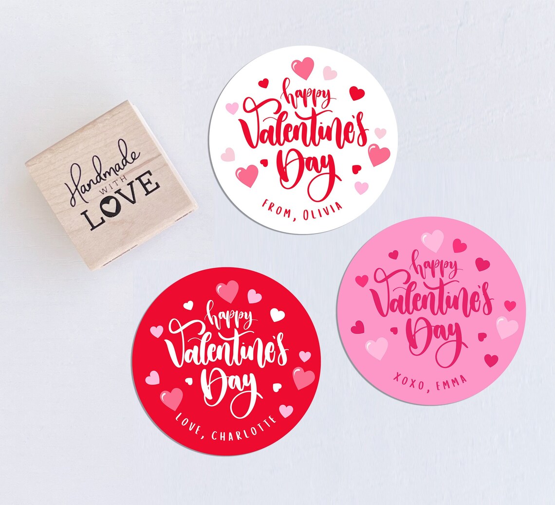 Personalized Valentine Sticker Tags, Minimalist Valentine's Day Treat ...