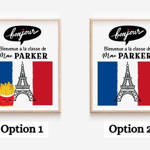 French Teacher Name Sign PRINTABLE, Custom Digital Bonjour Welcome to ...