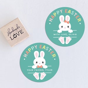 Personalized Easter Bunny Stickers, Colorful Easter Labels for Treat ...