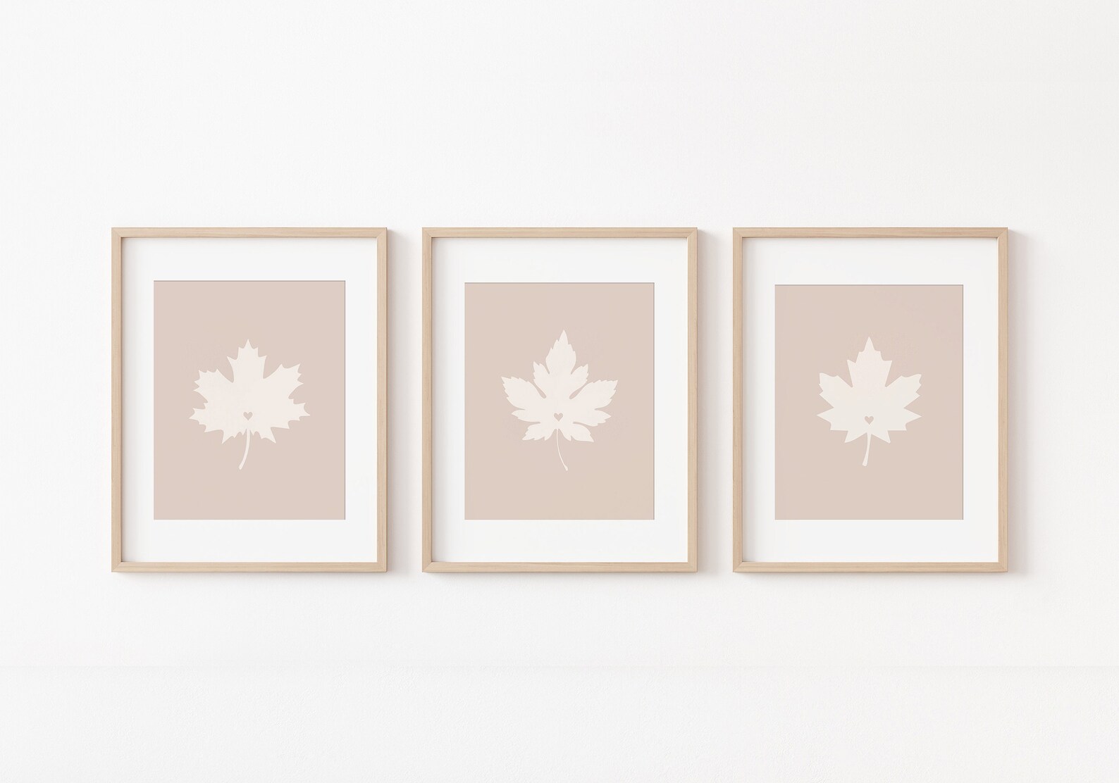 Neutral Leaves Wall Art PRINTABLE, Taupe Fall Maple Leaf Print Set ...