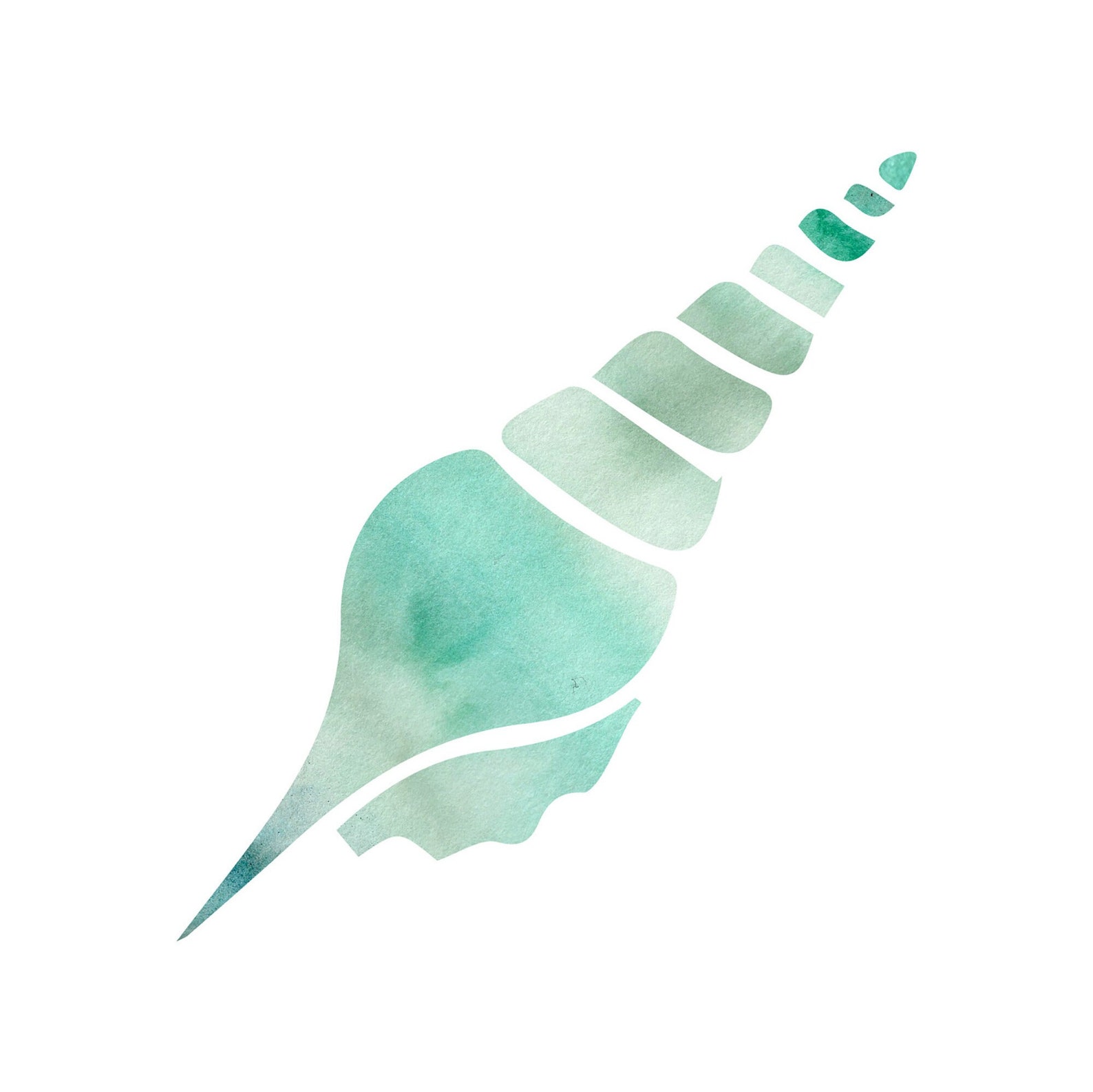 Blue Green Seashell Print Set Watercolor Coastal Gallery Wall - Etsy