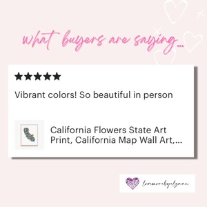 California Flowers State Art Print, California Map Wall Art, Floral ...