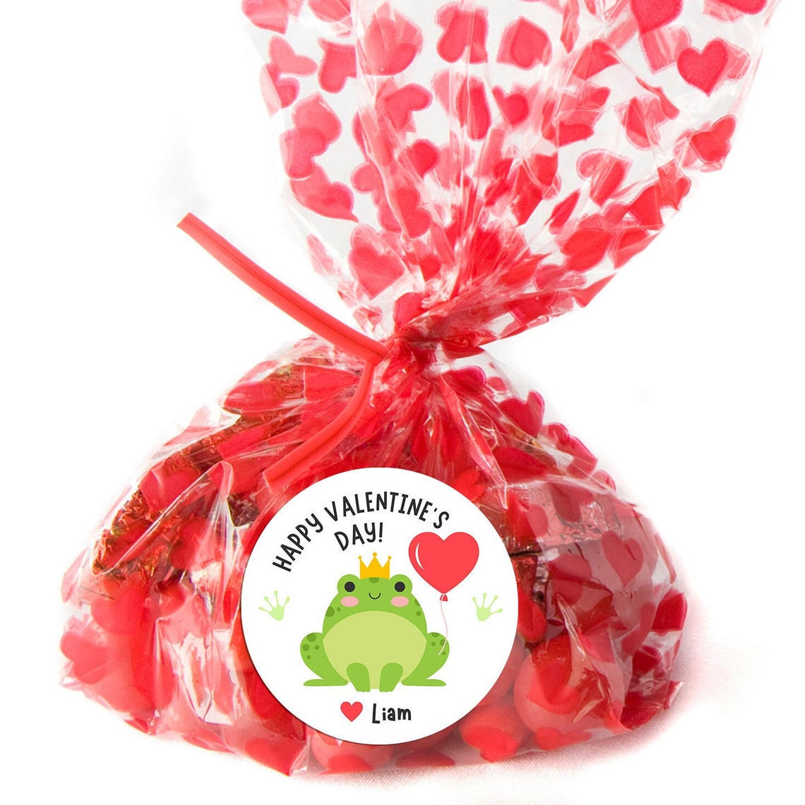 Frog Valentine's Day Stickers, Boy Girl Toad Kids Labels for Treat Bag ...