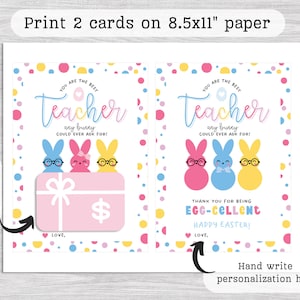 PRINTABLE Easter Gift Card Holder for Teacher, Happy Easter Kids DIY ...