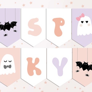 Pastel Halloween Banner PRINTABLE, Spooky Girl Halloween Birthday, Cute ...