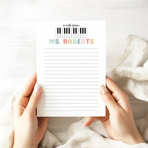 Music Teacher Notepad Personalized, Colorful Custom Boho Stationery ...
