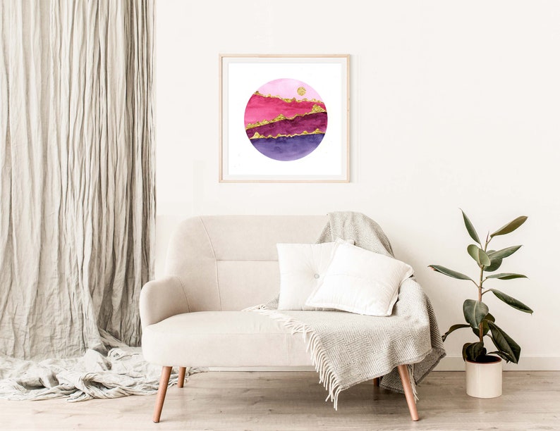 Jewel Tone Watercolor Abstract Art Print Abstract Sunset Ruby - Etsy