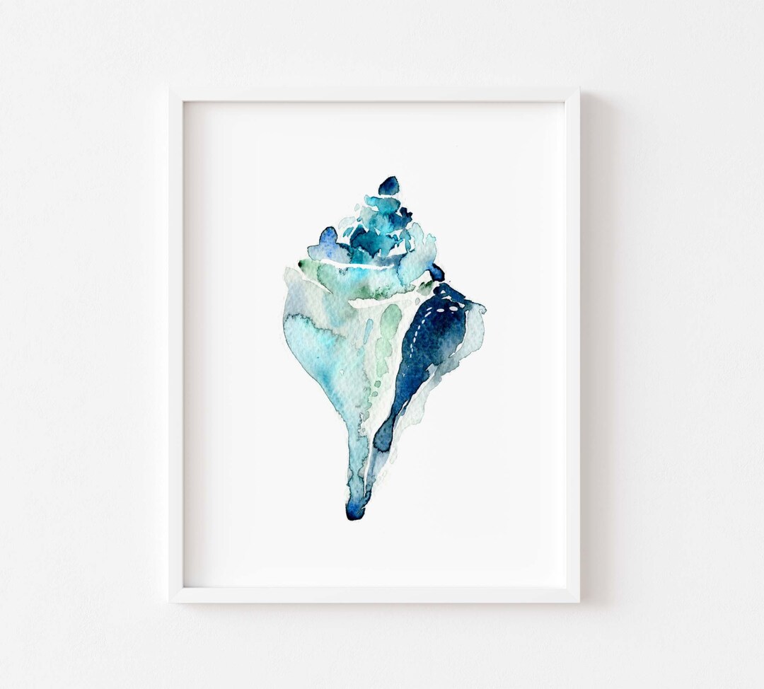 Watercolor Seashell Print, Shell Coastal Wall Art, Beach House Decor ...