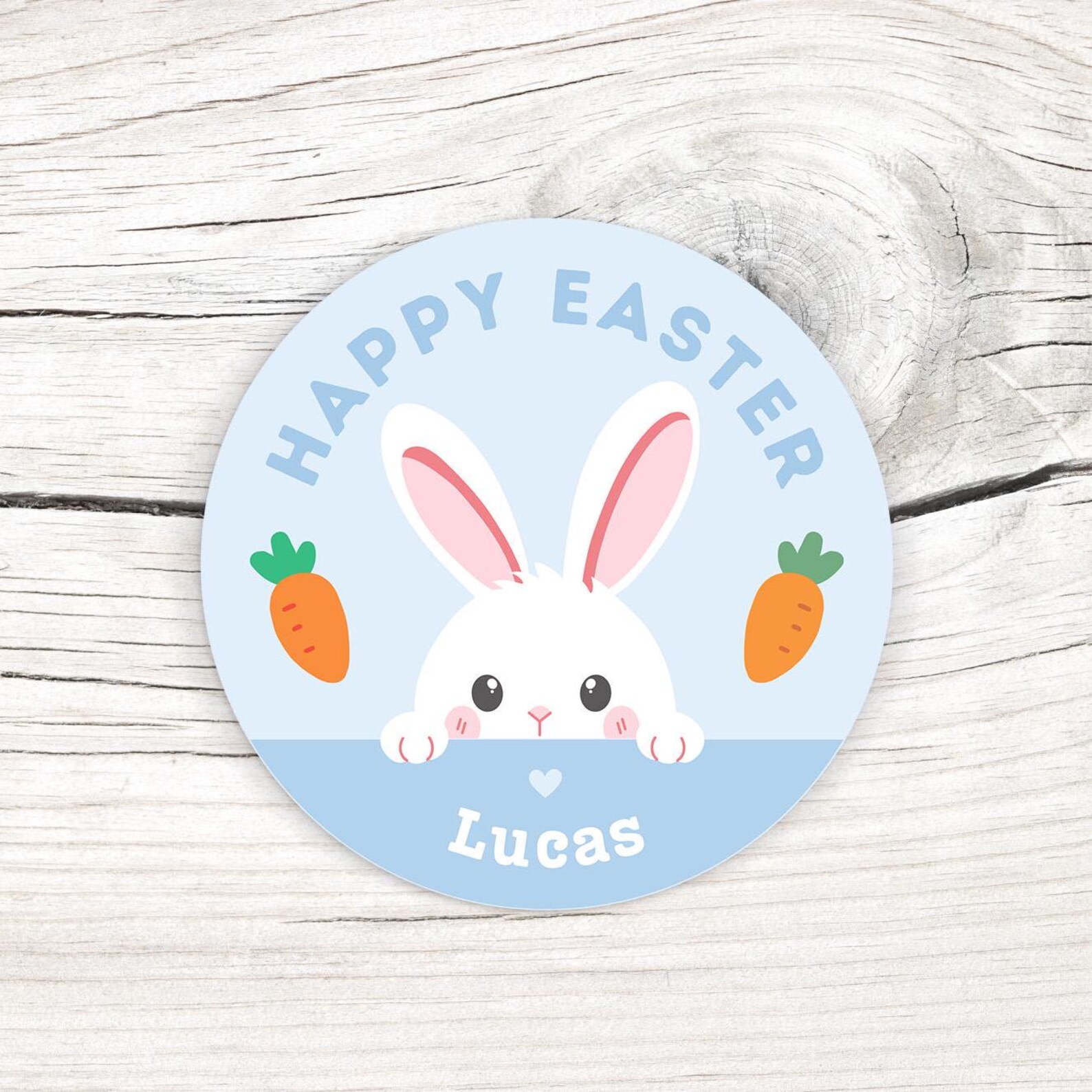 Personalized Easter Bunny Stickers, Happy Spring Labels for Treat Bags ...