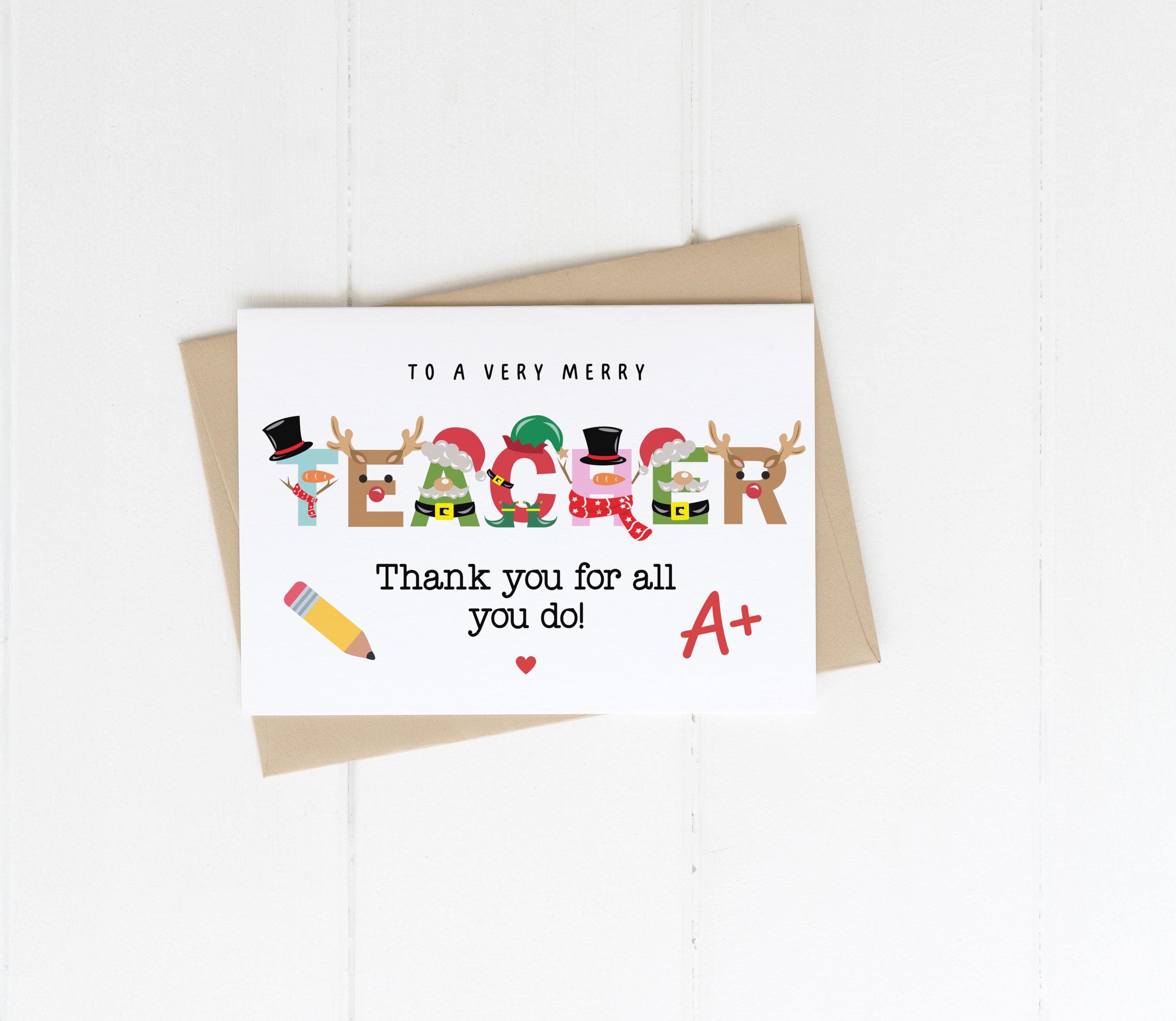 PRINTABLE Teacher Christmas Card, Thank You Holiday Card From Class ...