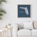 Blue Florida Map Art Print Sunshine State Beach House Decor - Etsy