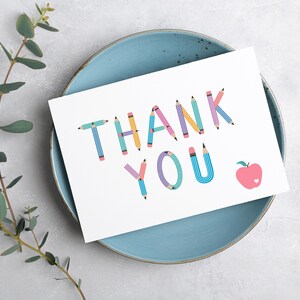 PRINTABLE Teacher Thank You Card, Cute Pencils Back to School Note Card ...