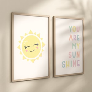 You Are My Sunshine Nursery Wall Art, Pastel Playroom Decor, Boho ...