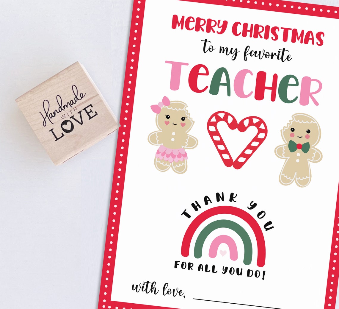 PRINTABLE Christmas Gift Card Holder for Teacher Merry - Etsy