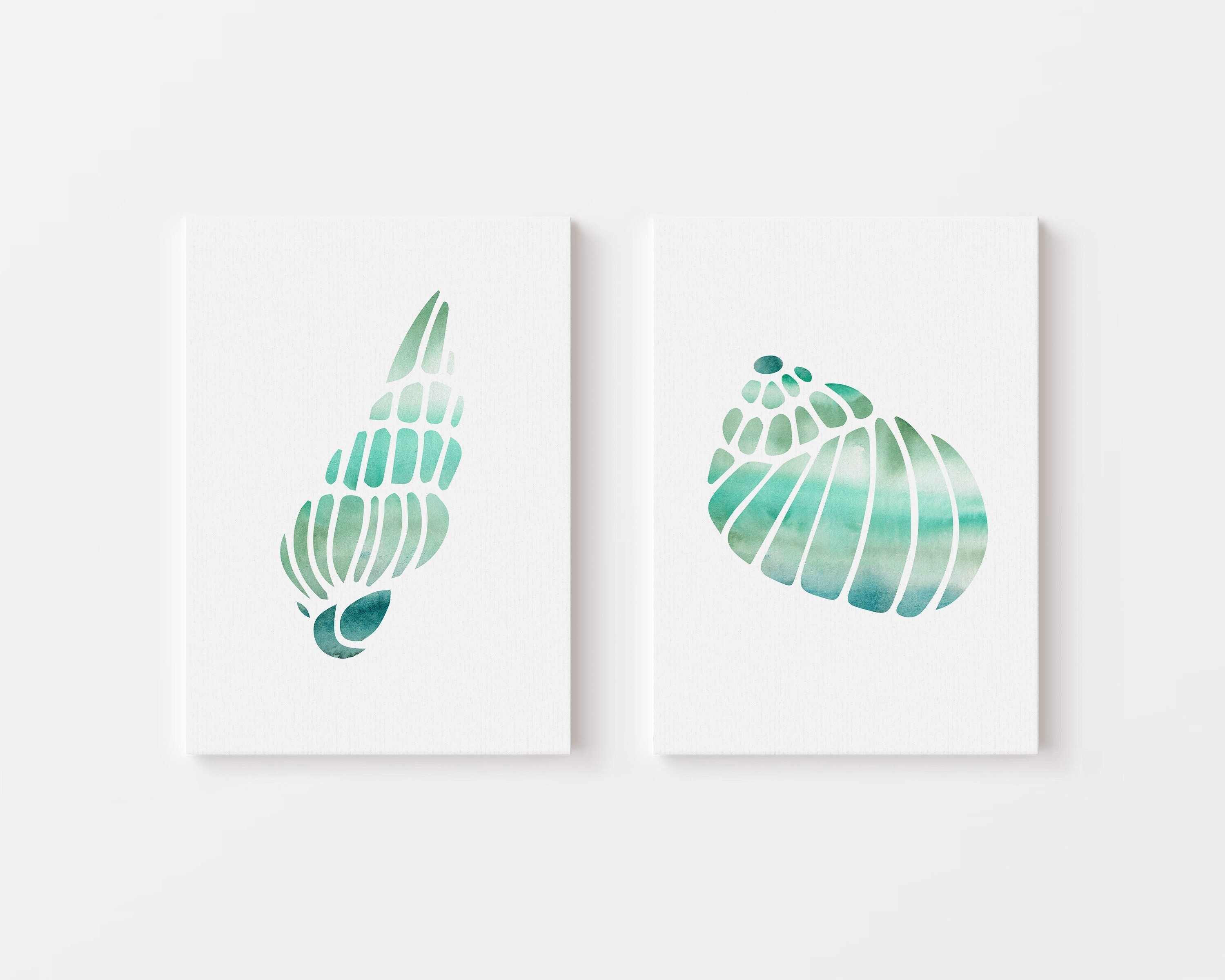 Tropical Seashell CANVAS Wall Art, Blue Green Calming Beach Home Decor ...