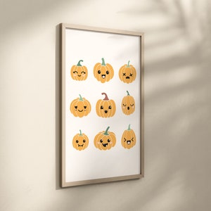 Kids Pumpkin Wall Art PRINTABLE, Cute Fall Nursery Decor, Bright ...